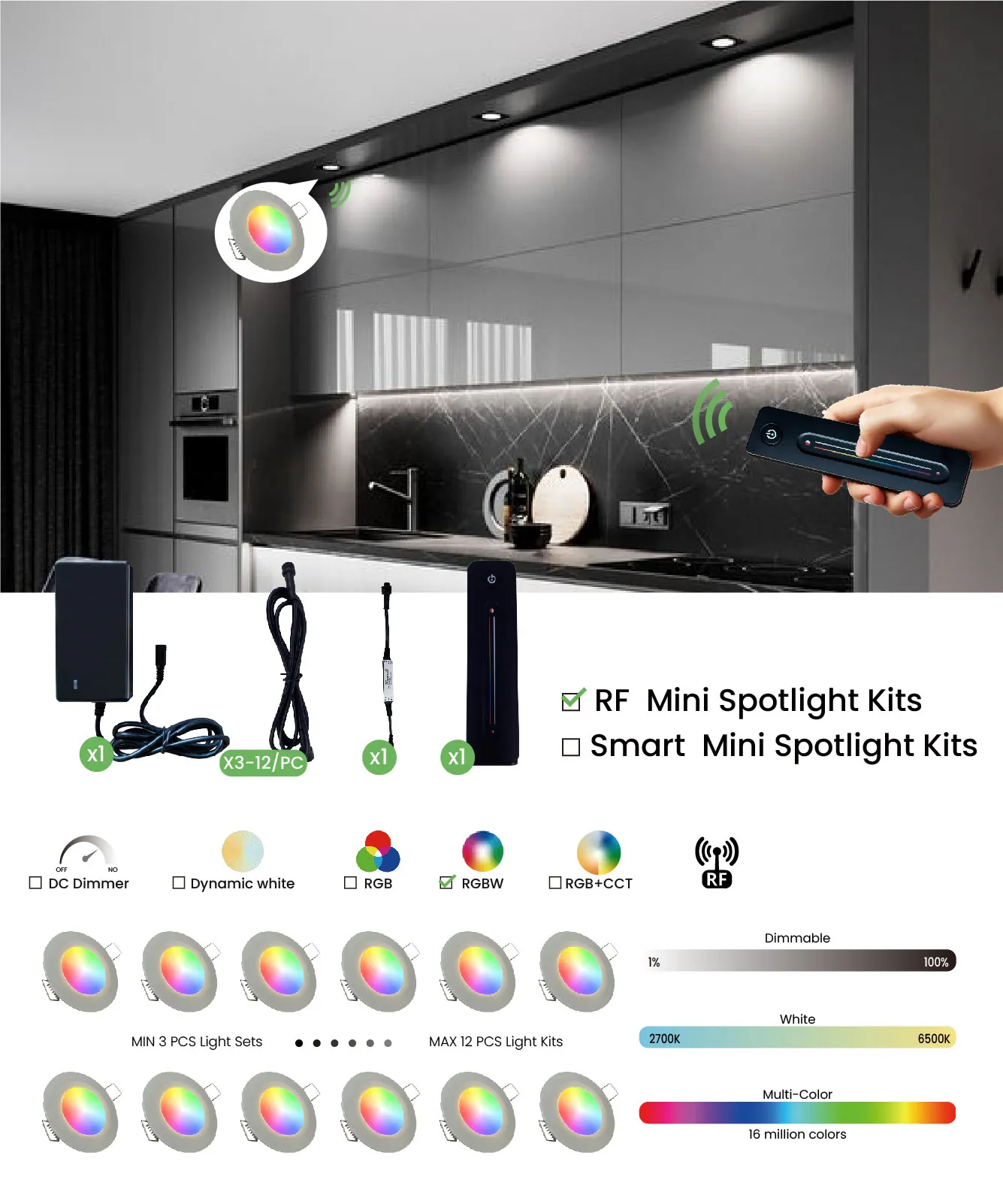 Wholesale Under Cabinet Spotlights Kit - Dimmable Set